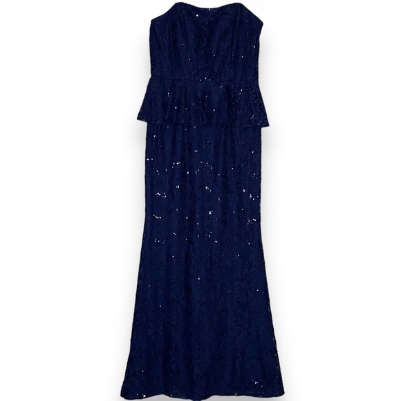 juno | Dresses | Juno Dress Collection Navy Blue Sequin Peplum Long ...
